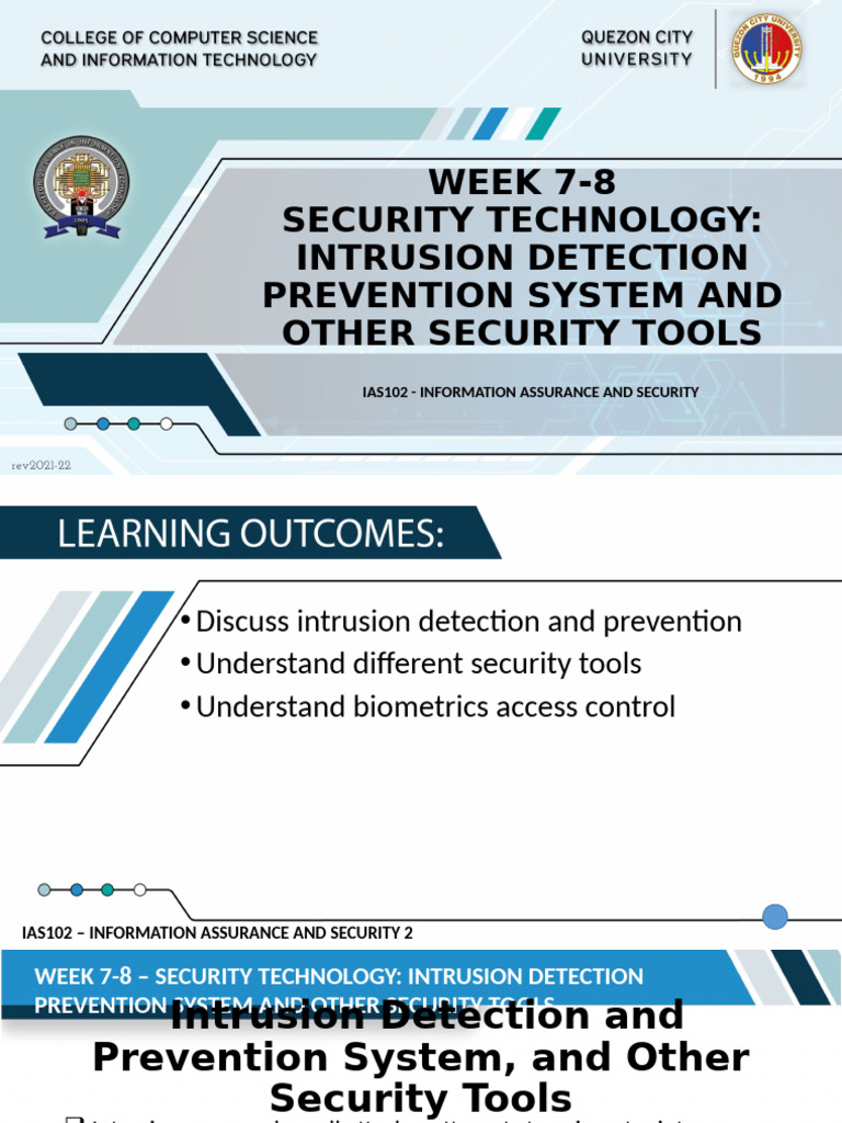 IAS102 - Week 7 8 - LESSON Security Technology Intrusion Detection Prevention System and Other ...