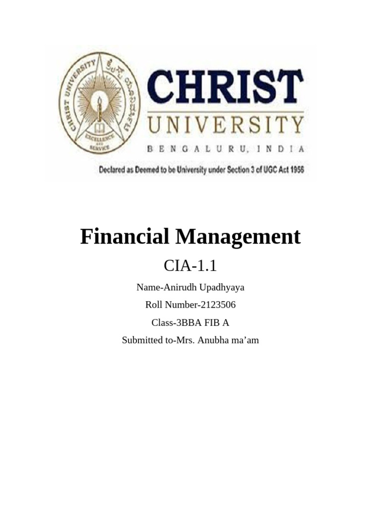 Financial Management CIA - 2123506 | PDF