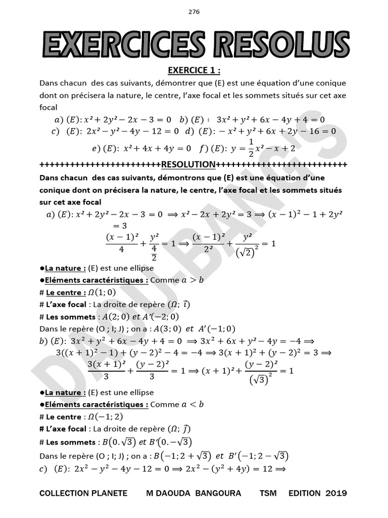Coniques Corriges | PDF