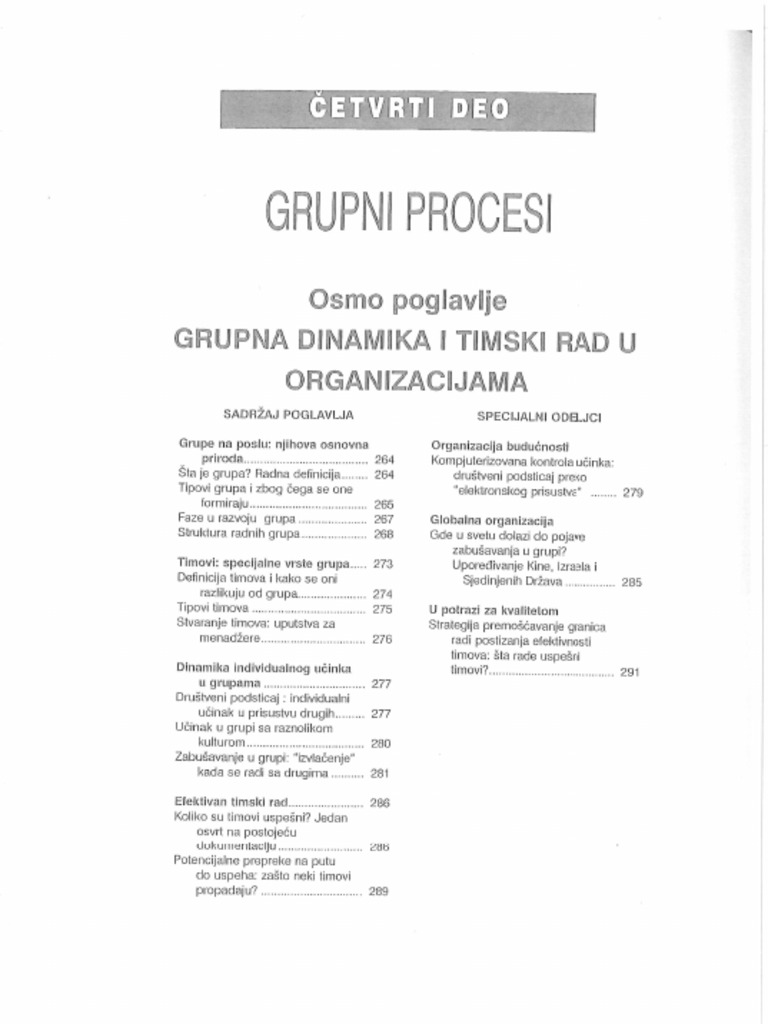 Grupna Dinamika I Timski Rad U Organizacijama | PDF