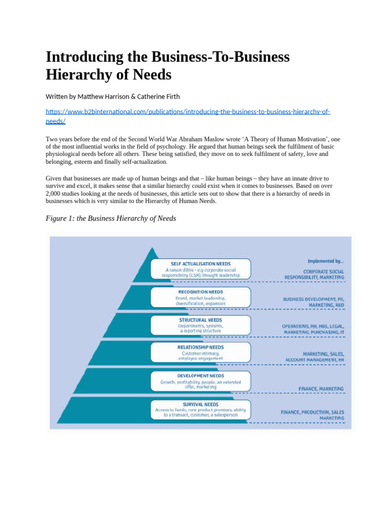 B2B Heirarchy of Needs | PDF