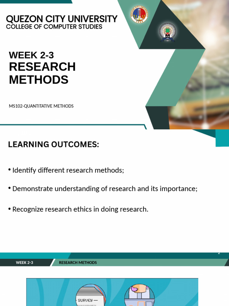 MS102 Week 2 3 Researh - Methods | PDF | Quantitative Research | Career & Growth
