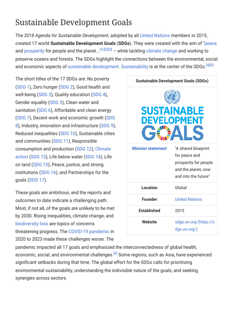 Sustainable Development Goals - Wikipedia | PDF