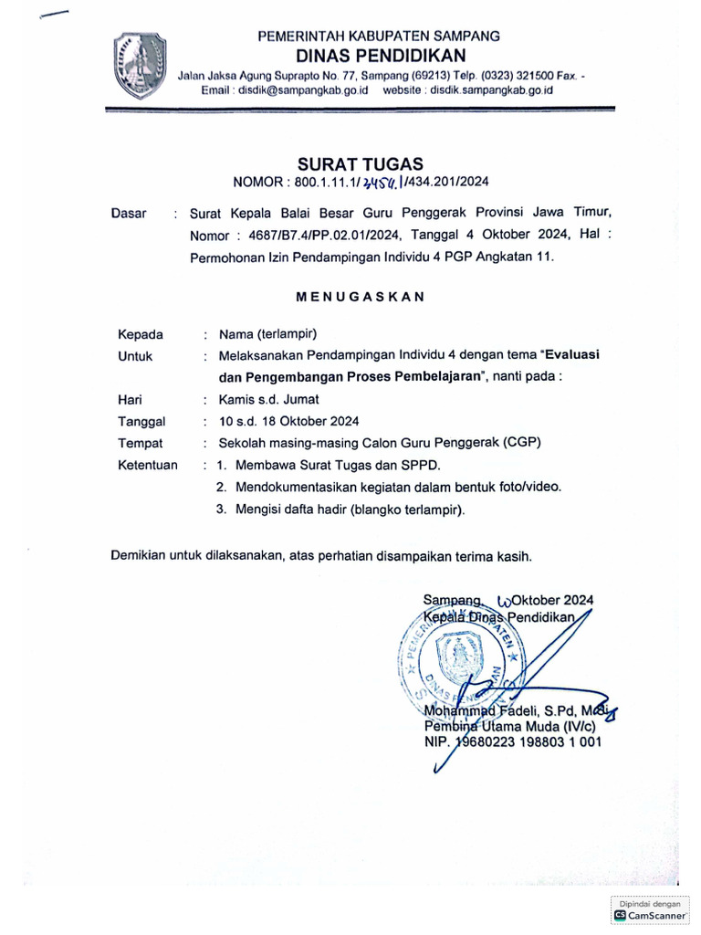 Surat Tugas PP PI.4 PGP Angkatan 11 | PDF