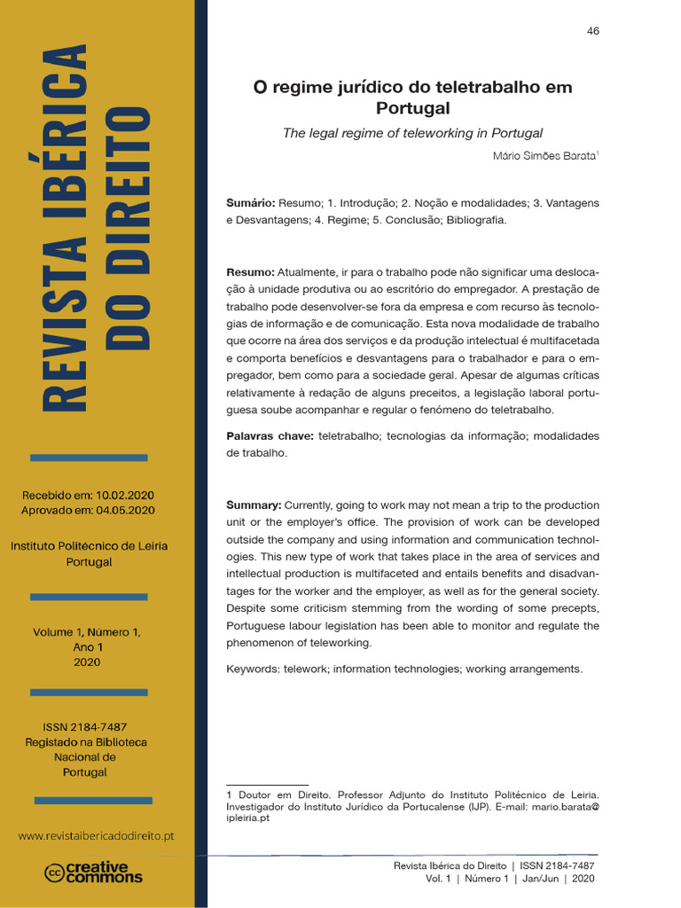 3.o Regime Juridico Do Teletrabalho em Portugal | PDF