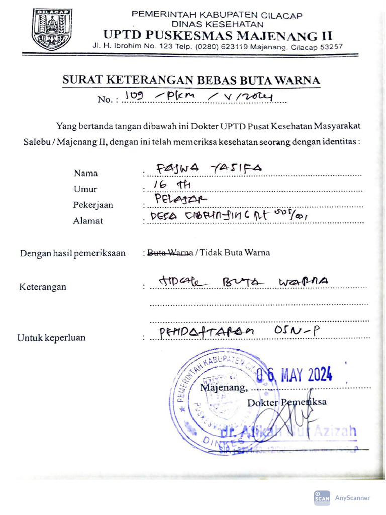 Ket. Bebas Buta Warna OSP | PDF
