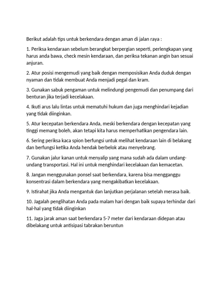 Tips Berkendara Aman | PDF