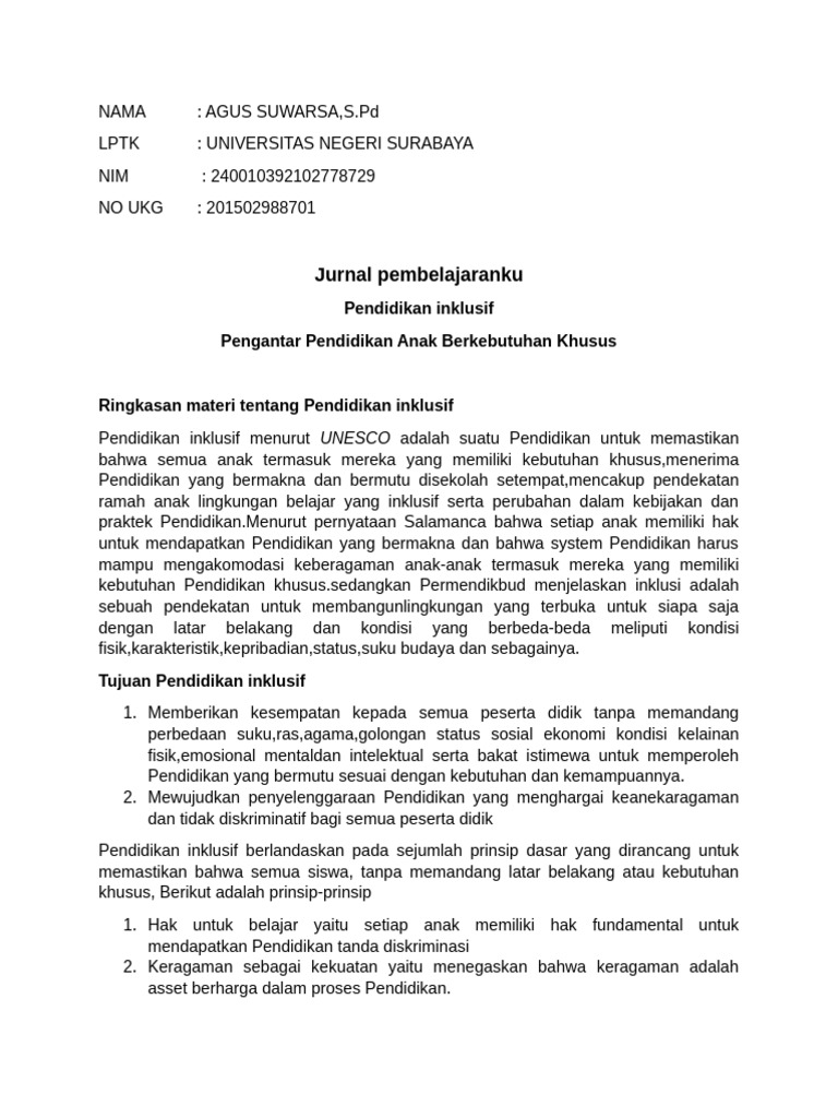 Jurnal Pendidikan Inklusif ABK | PDF