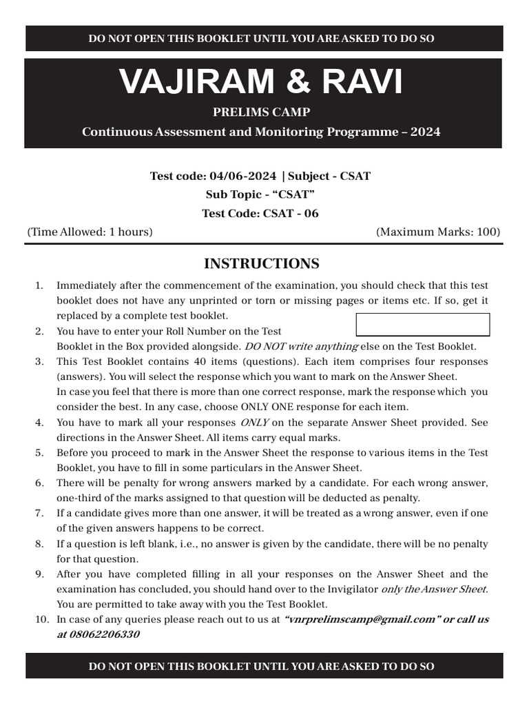 Vajiram & Ravi: Instructions | PDF