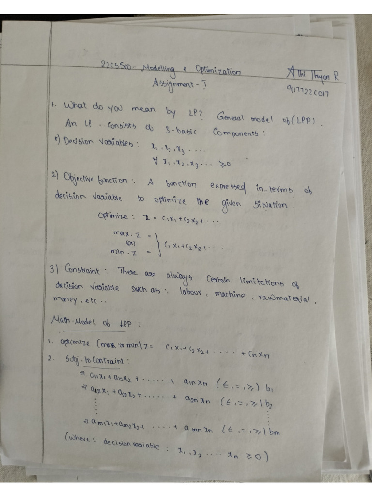 AA_AT-Modelling& Optimization Assignment | PDF