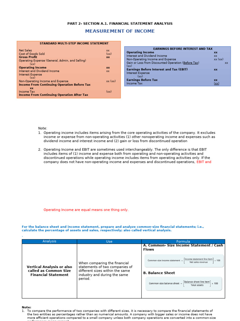 Part 2 - Section A.1. Financial Statement Analysis | PDF