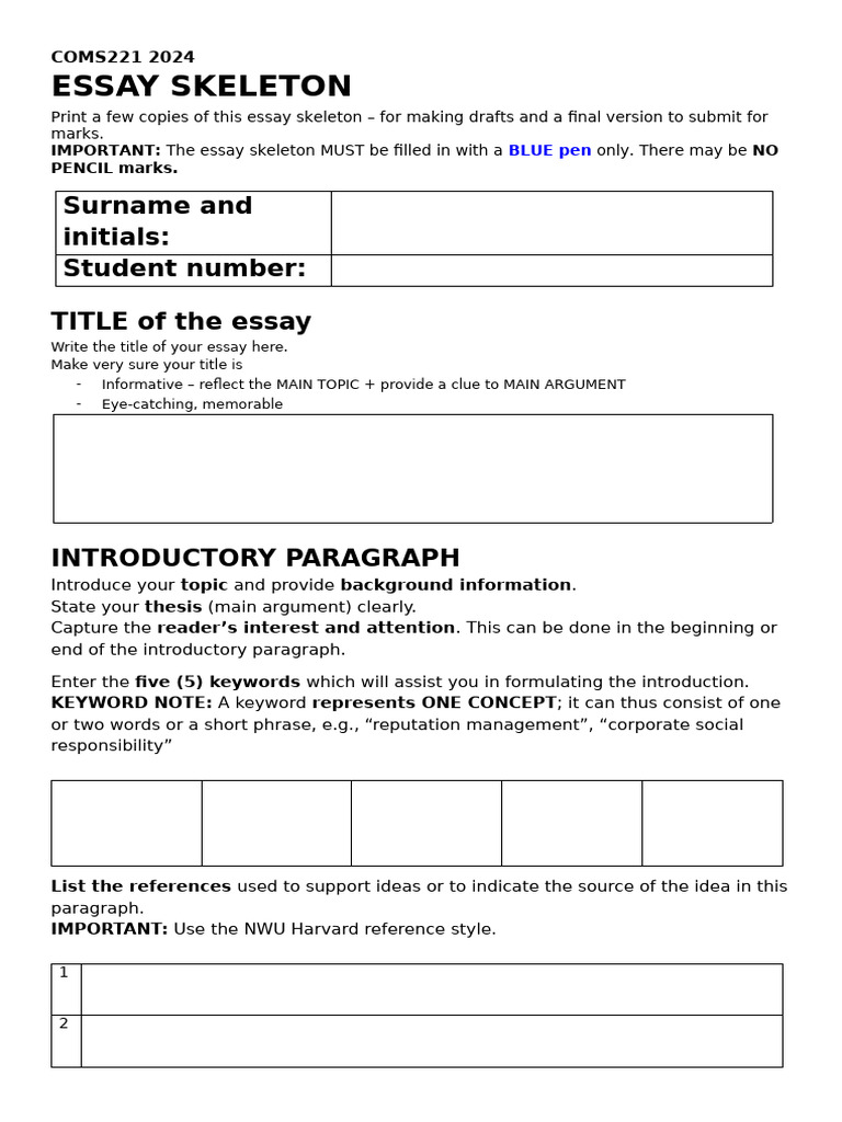 ESSAY SKELETON practice-run with MARKING RUBRIC_CHECK LIST MC campus ...