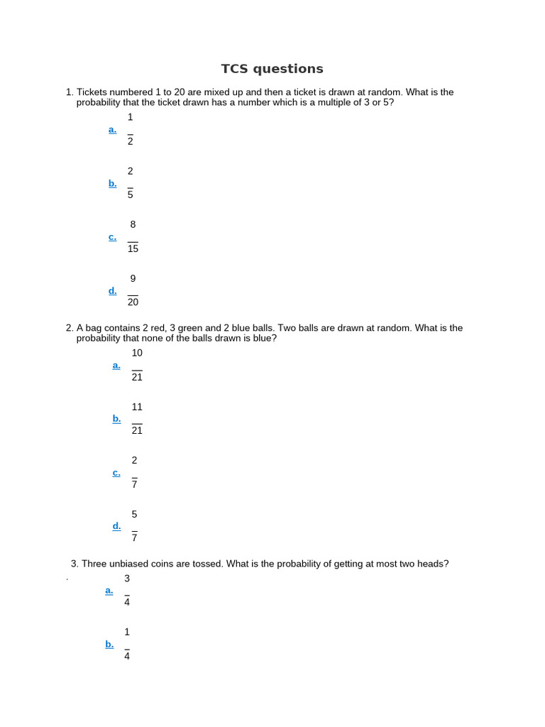 TCS Previous Year Paper No. 7 | PDF