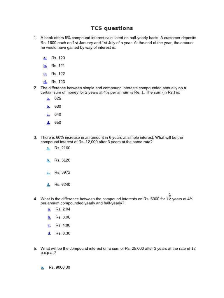 TCS Previous Year Paper No. 6 | PDF