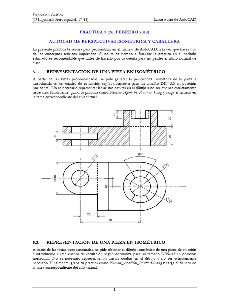 Practica 5. AutoCAD 2D. Perspectiva IsomÃ©trica | PDF | Computers | Technology & Engineering