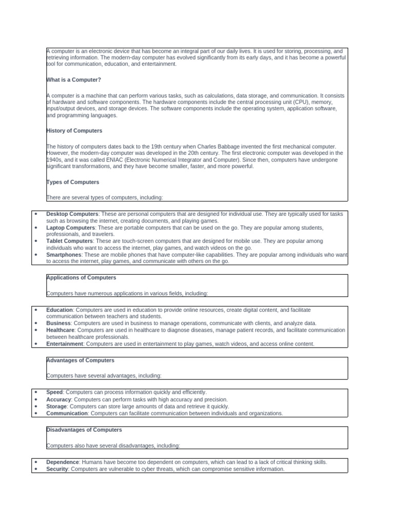 Computer Essay | PDF