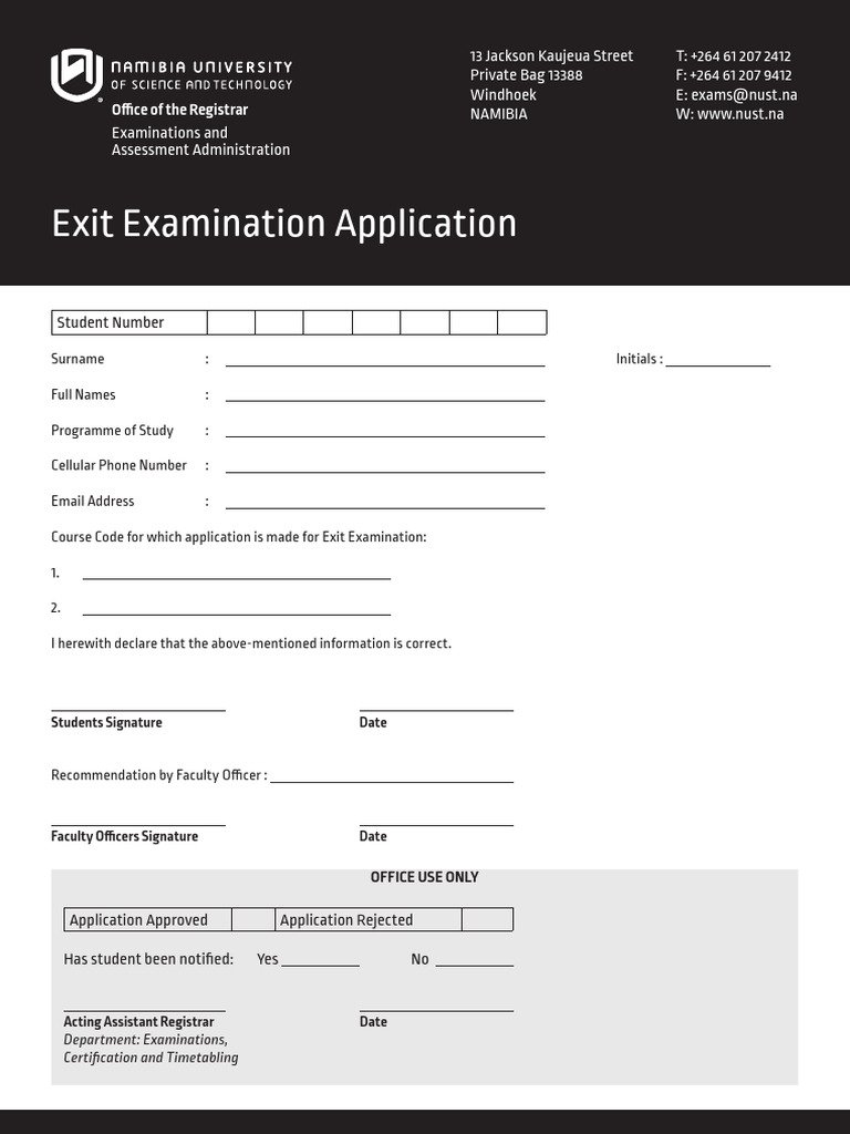 Exit_Examination_Application_01 | PDF