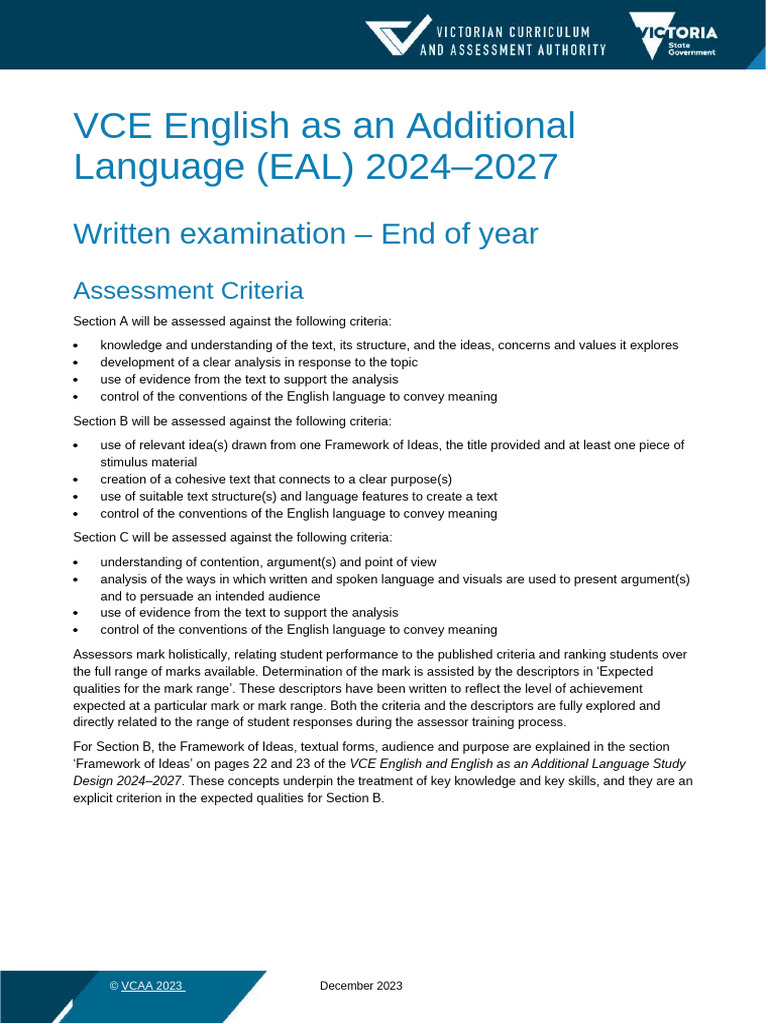 EAL Exam Descriptors | PDF