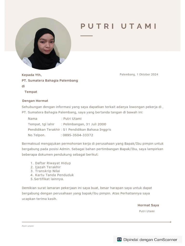 Putri Utami Admin | PDF