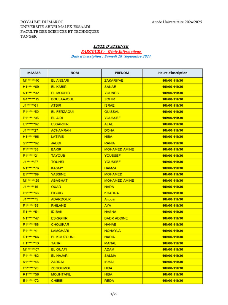 Liste Attente 4 GINFO | PDF