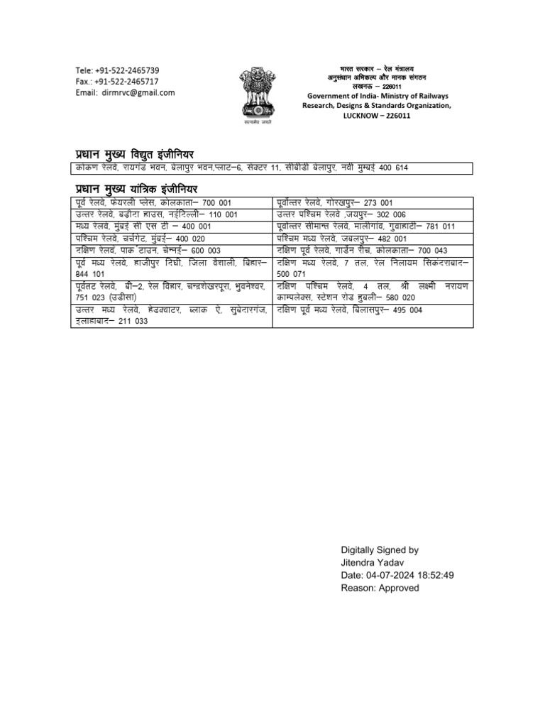 RDSO Letter Dated 04-07-2024 For Load Trial | PDF