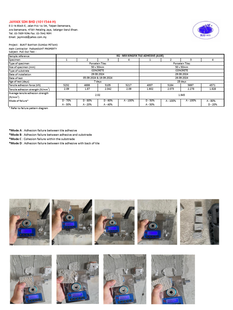Bukit Banyan Pull Out Test Results | PDF | Applied And ...