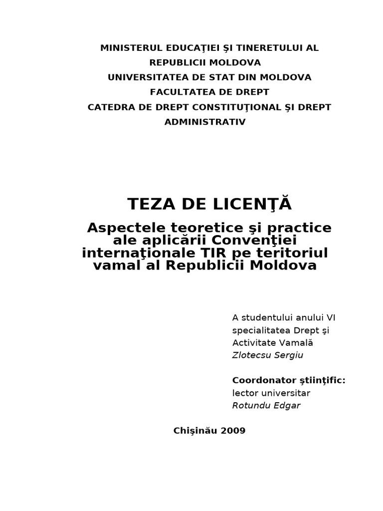 Teza 4 Ed Conventia TIR | PDF