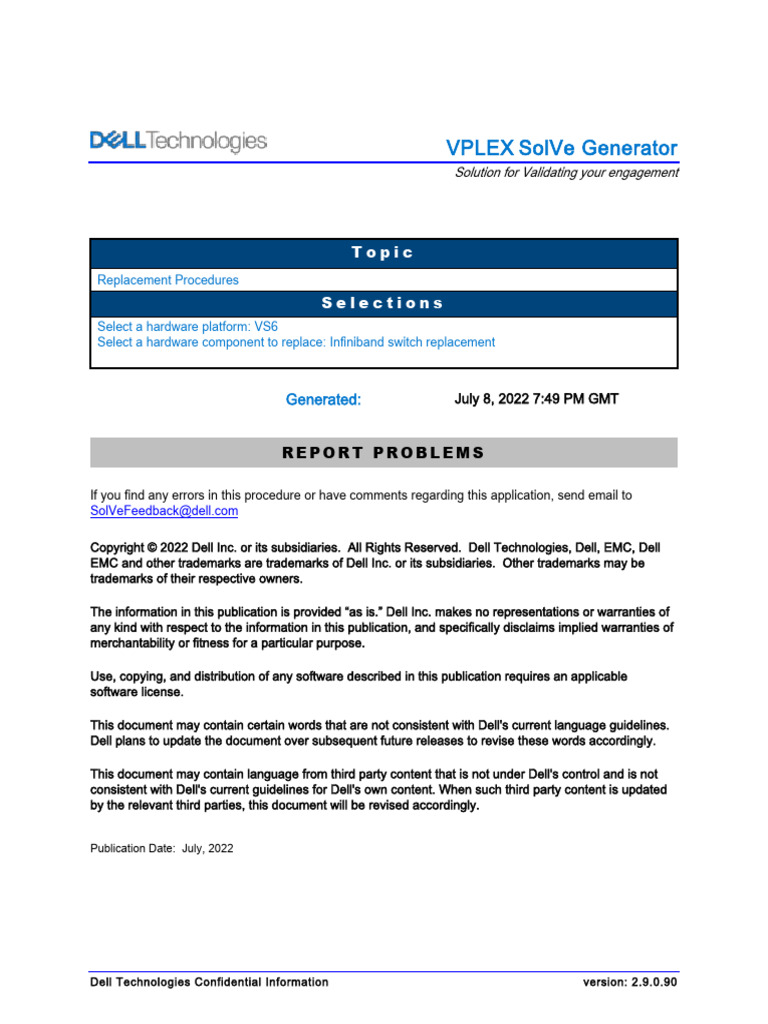VPLEX - Replacement Procedures-VS6 Infiniband Switch Replacement | PDF