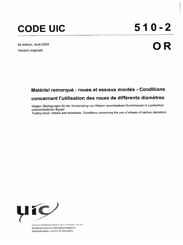 UIC 510-2 Roues et essieux (1) | PDF