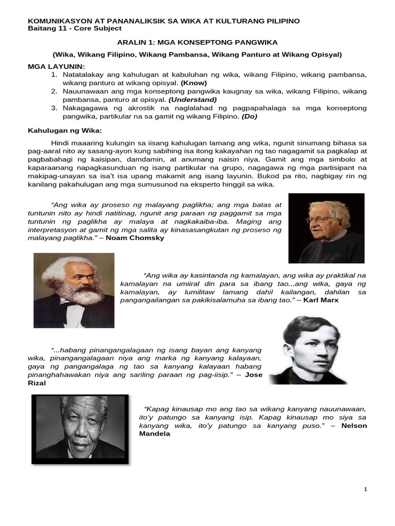 Lec1.week 1 Konseptong Pangwika | PDF