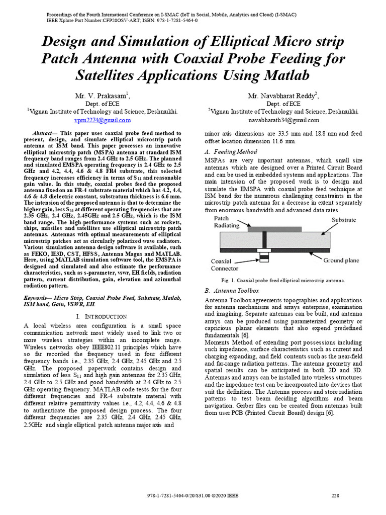 Design and Simulation of Elliptical Micro Strip Patch Antenna With ...