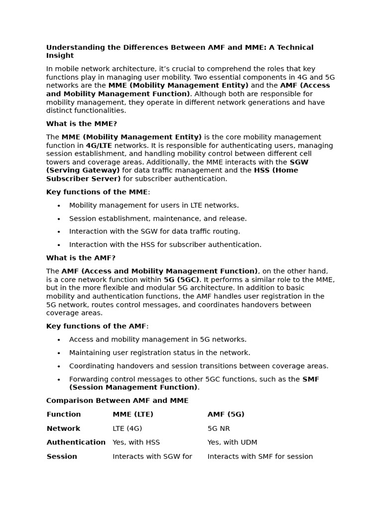 Understanding The Differences Between AMF and MME | PDF
