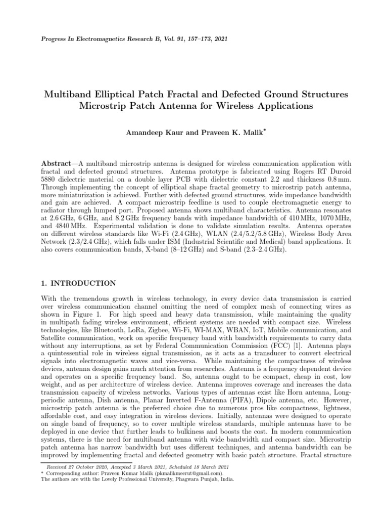 Multiband Elliptical Patch Fractal and Defected Ground Structures ...
