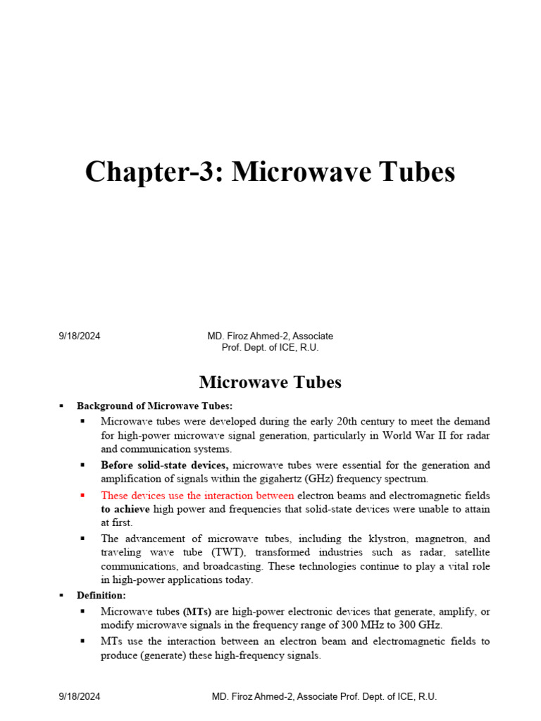 Chapter-3_ Microwave Tubes | PDF