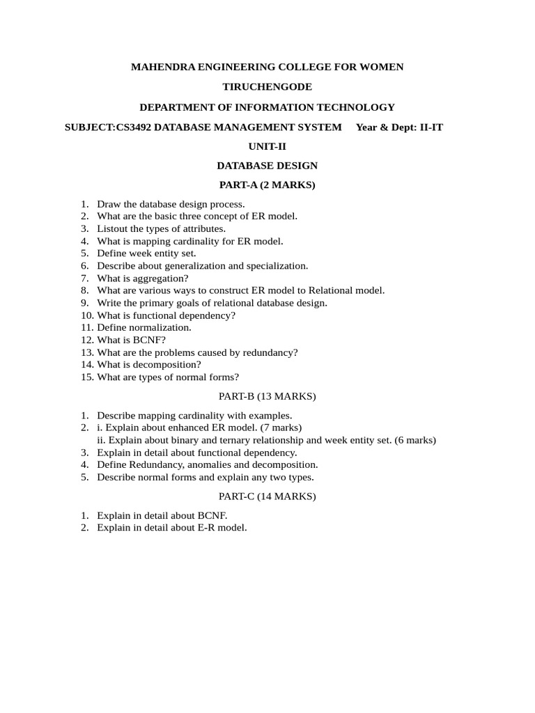 CS3492 Database Management System | PDF