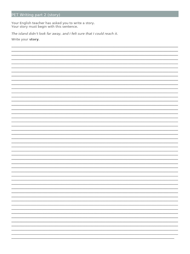 PET Writing Part 2 (Story) | PDF