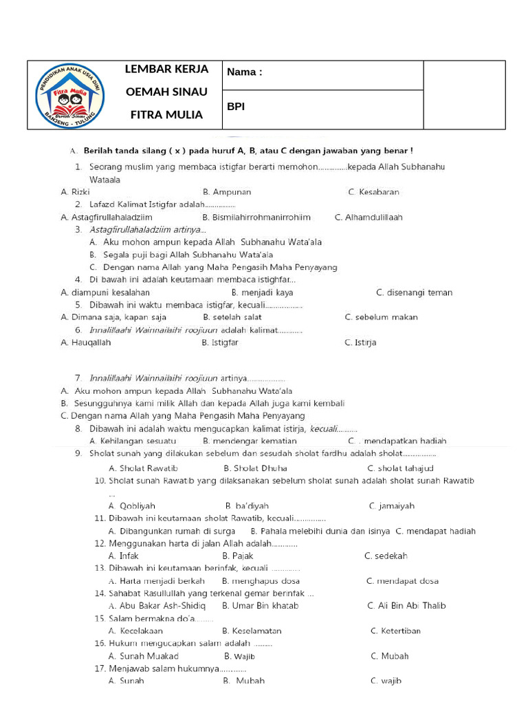 BPI Kelas 2 Semester 1 | PDF