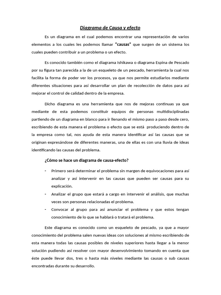 Diagrama de Causa y Efecto: Guía Práctica | PDF | Crecimiento personal ...