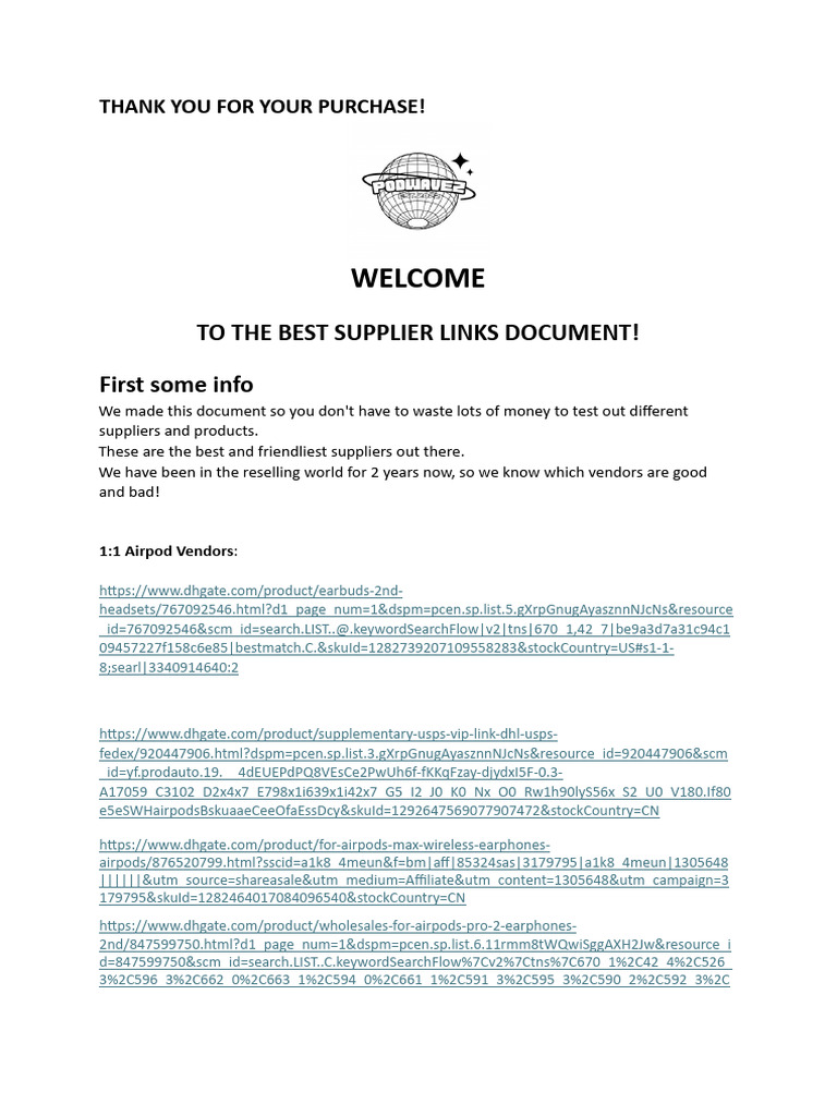 Fairpods Vendors | PDF