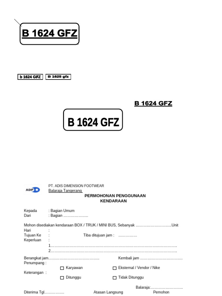 Form Request Kendaraan Ke MKU | PDF