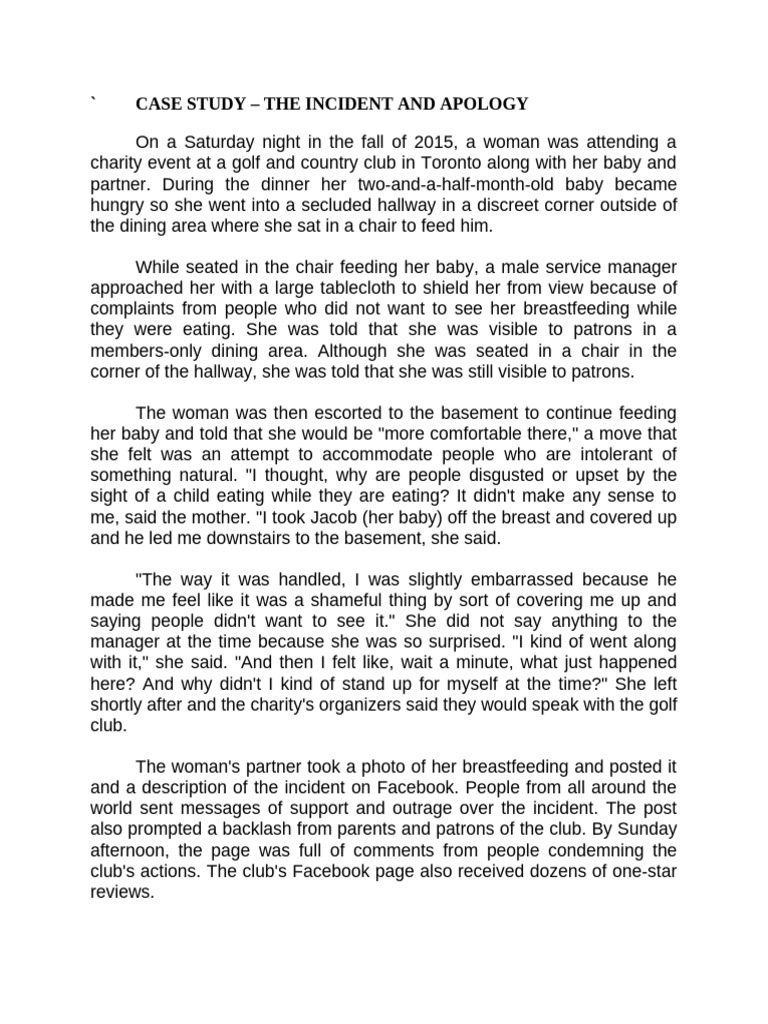 Case Study - The Incident and Apology - Final | PDF