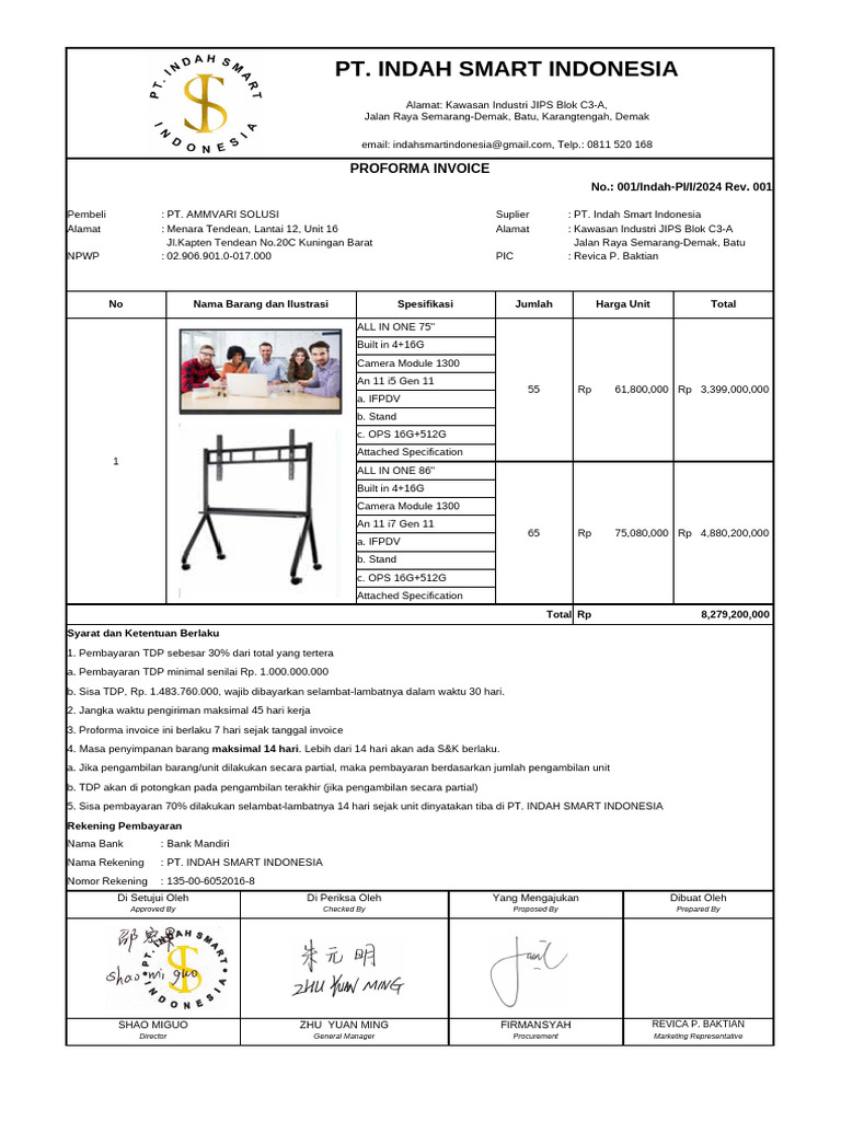 Indah Smart Indonesia - Proforma Invoice | PDF
