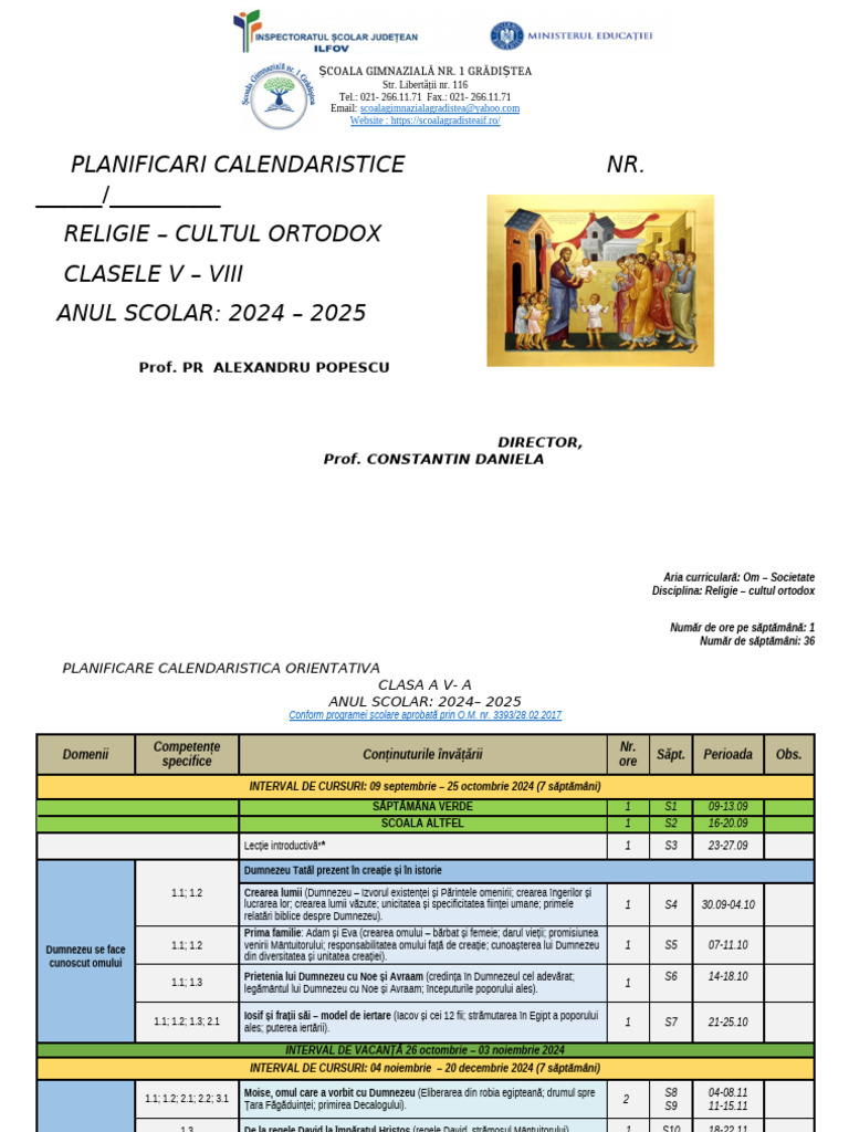 Planificari V-Viii Religie 2024 - 2025 | PDF