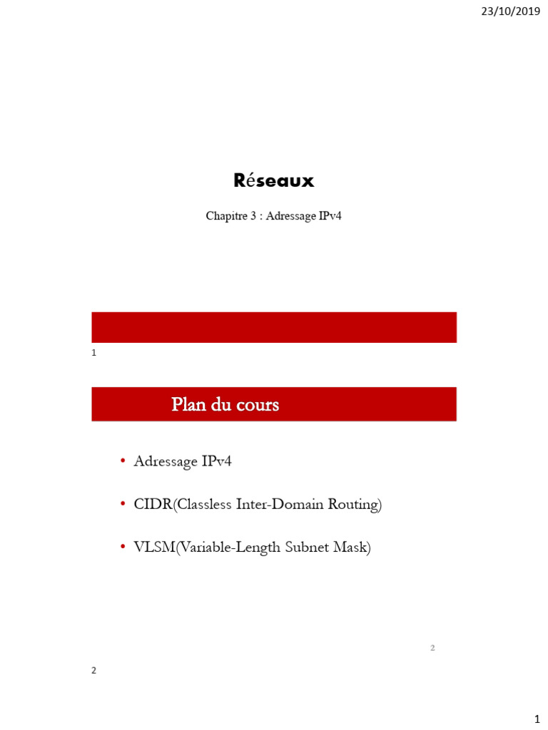 R Seaux: Chapitre 3: Adressage Ipv4 | PDF
