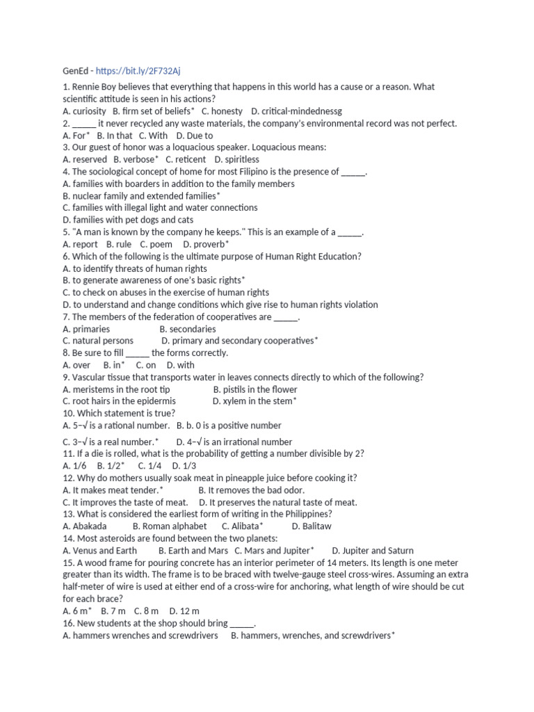 Gen - Ed Reviewer 101 | PDF