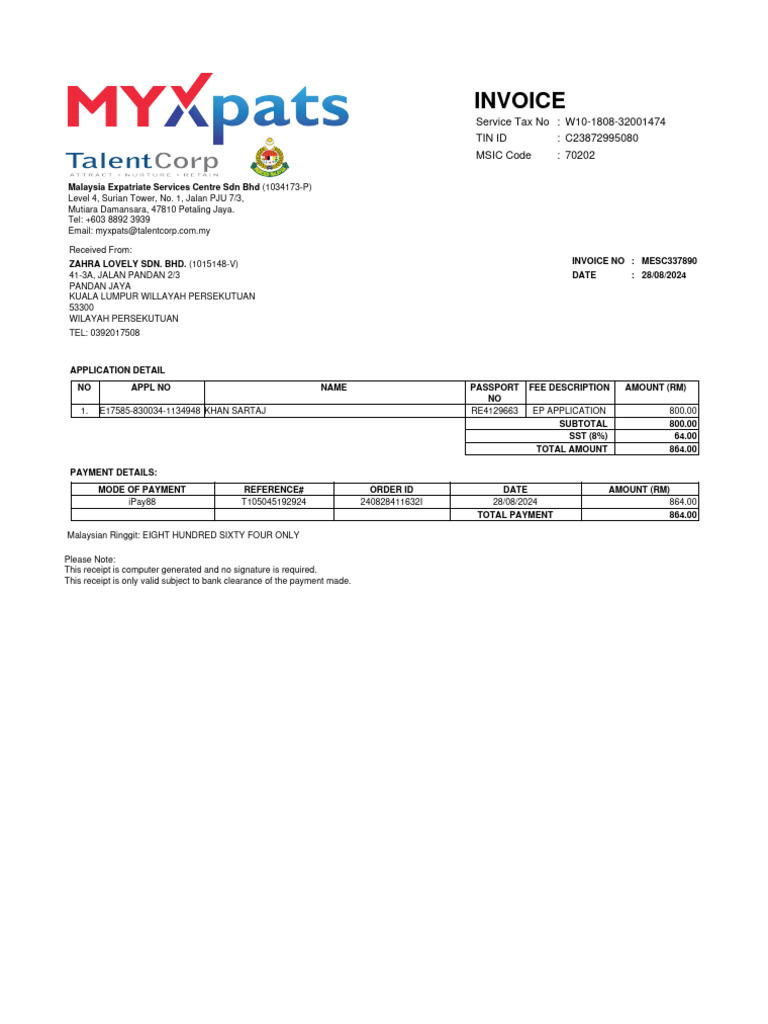 Receipt MESC337890 | PDF