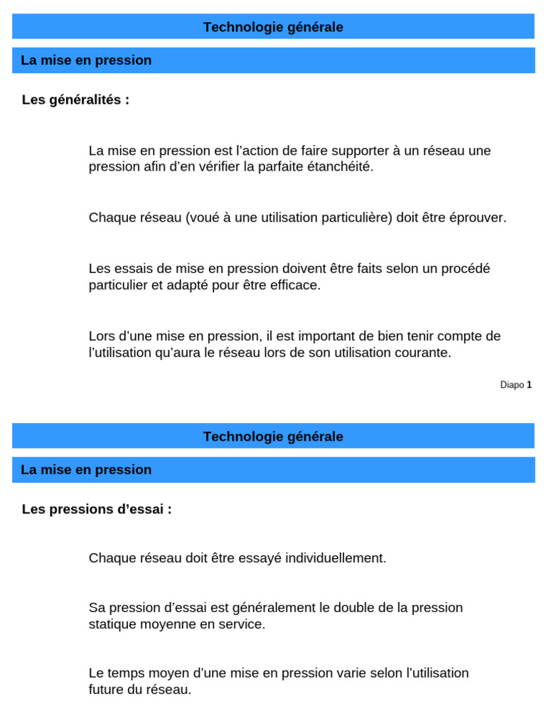 Mise en Pression | PDF