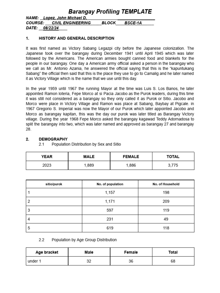 Barangay Profiling Lopez | PDF