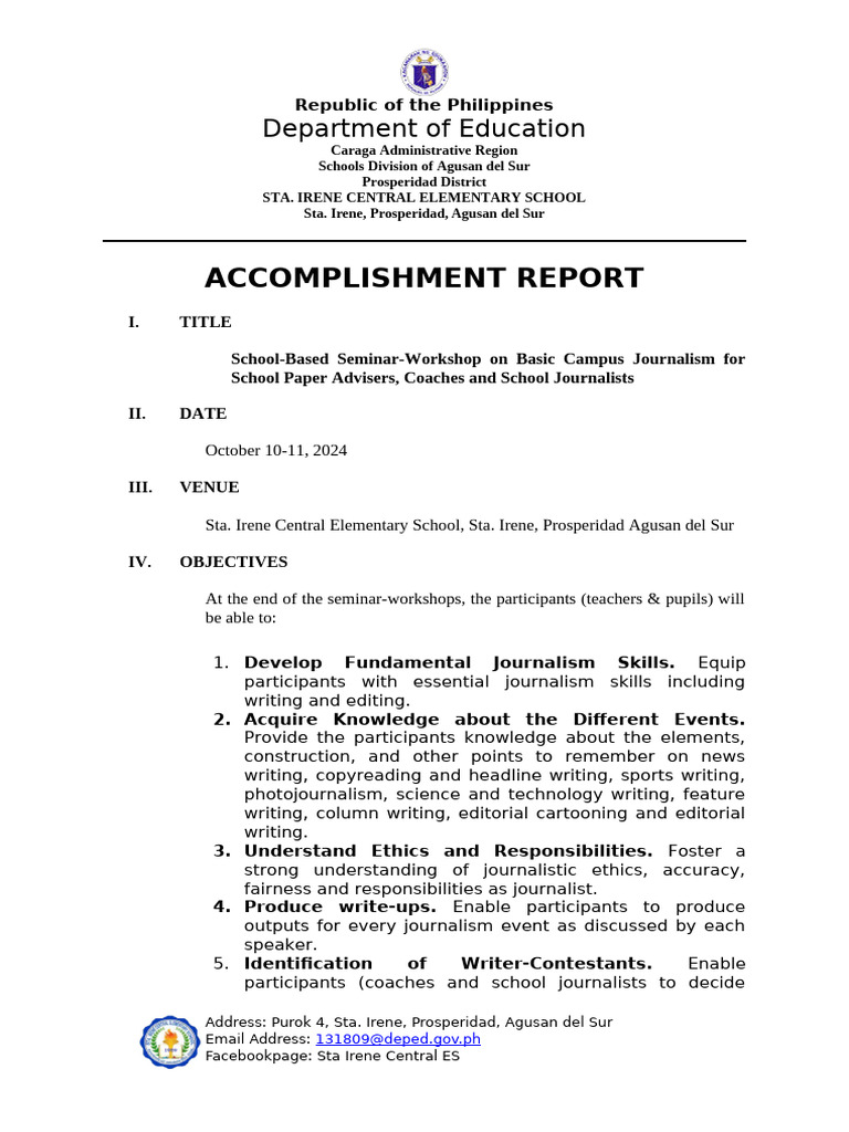 Accomplishment Report | PDF