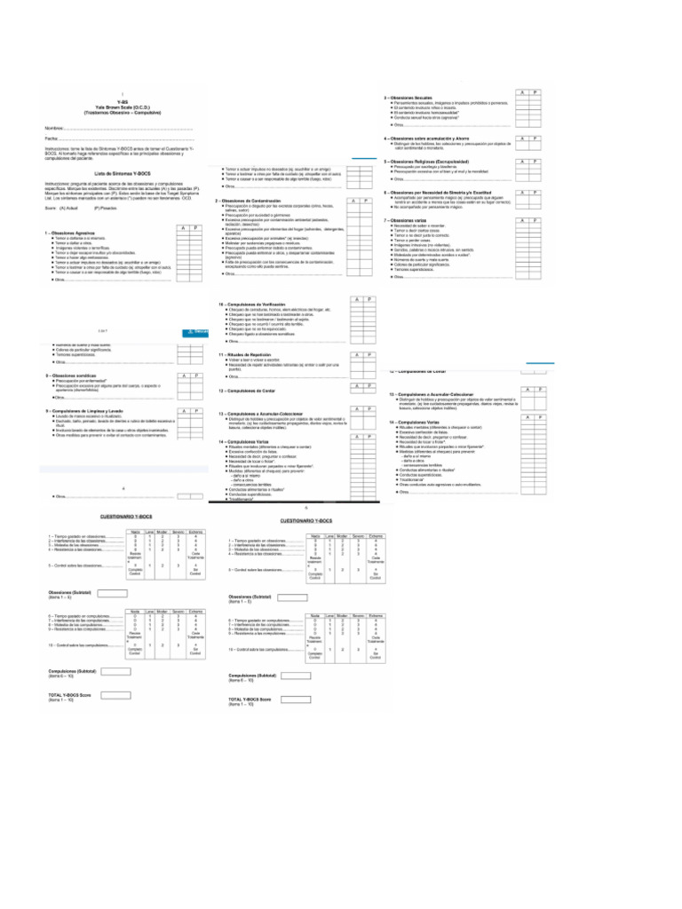 Escala Obsesivo-Compulsiva de Yale-Brown (Y-BOCS) | PDF